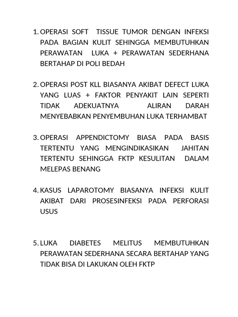 Alasan Kenapa Sering Perawatan Luka Di Poli Bedah | PDF