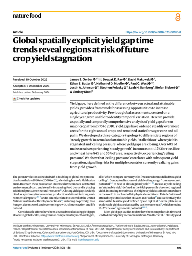 Artigo - 002 - Yield Gap Global | PDF | Crops | Maize