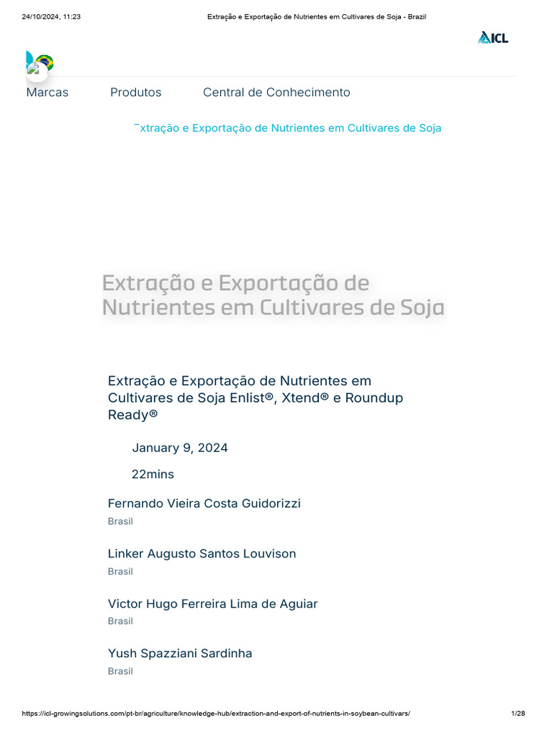Extração e Exportação de Nutrientes em Cultivares de Soja - Brazil ...