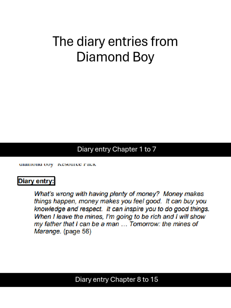 Diary Entries of Diamond Boy | PDF