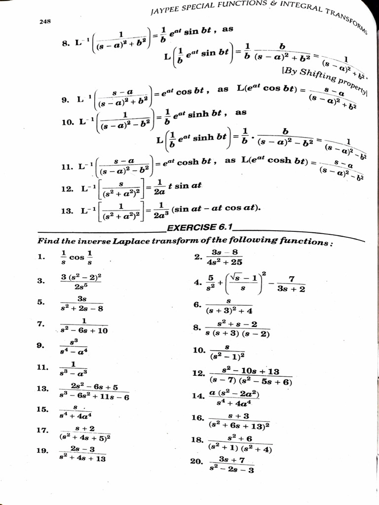Inverse Laplace Transform | PDF | Special Functions | Subtraction