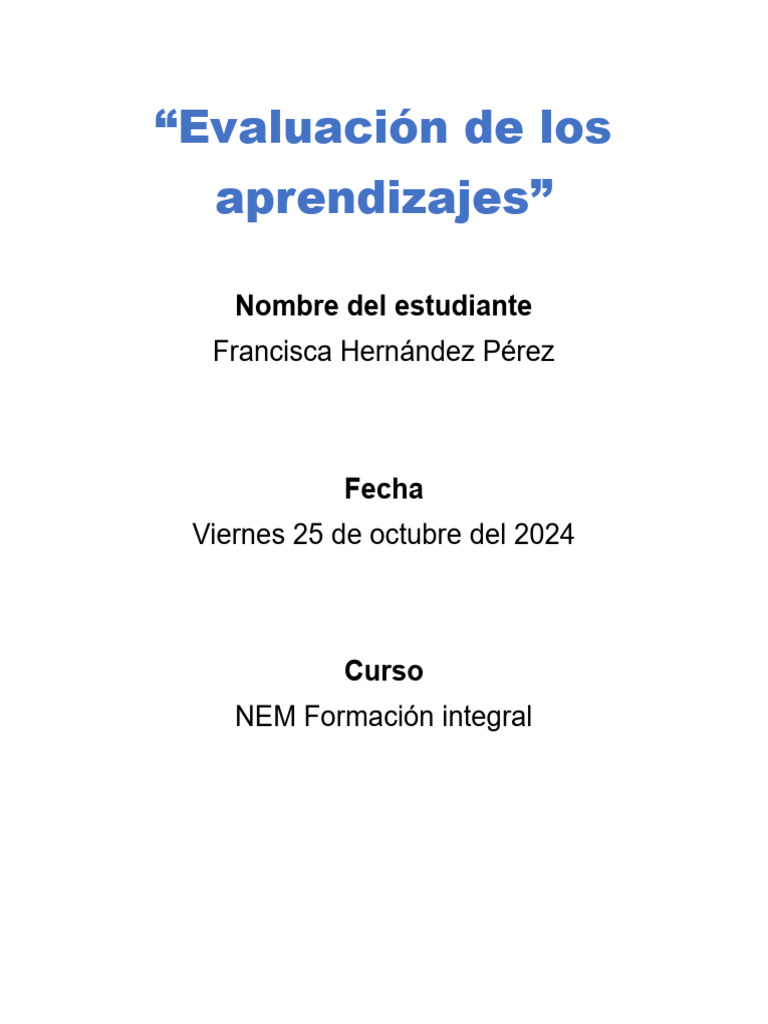 Evaluacion de Los Aprendizajes | PDF | Evaluación | Enseñando