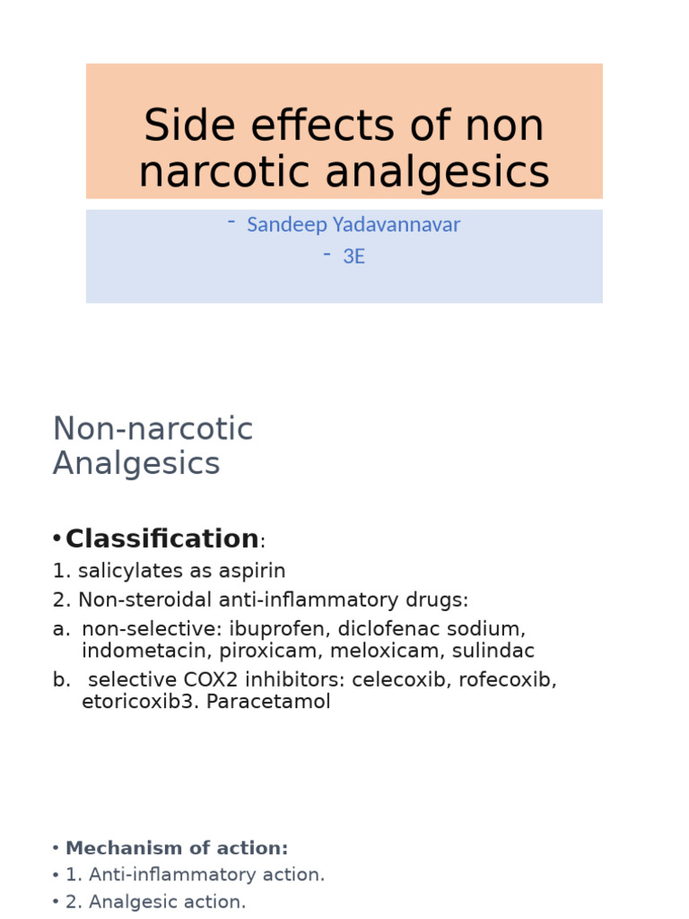 Non-Narcotic Analgesics: Side Effects | PDF | Nonsteroidal Anti ...