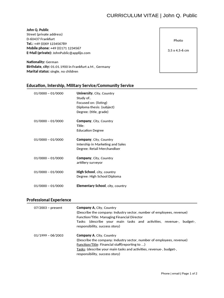 CV 001 GB Basic DOC Young v01 | PDF | Career & Growth | Business
