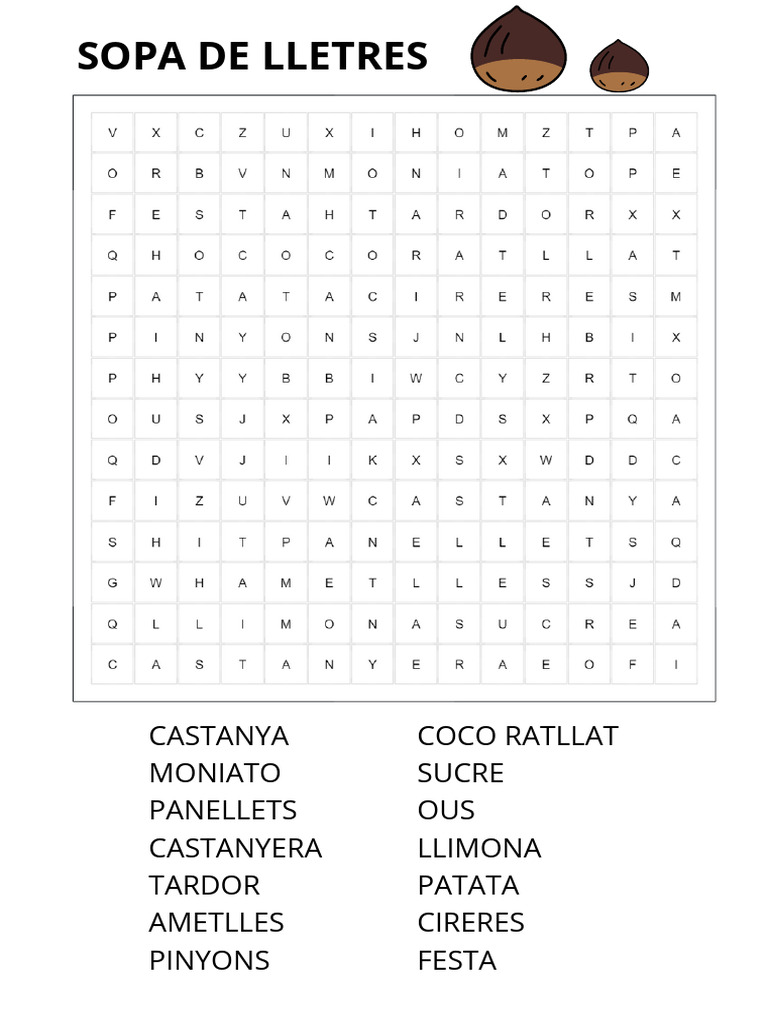Sopa de Lletres Castanyera | PDF