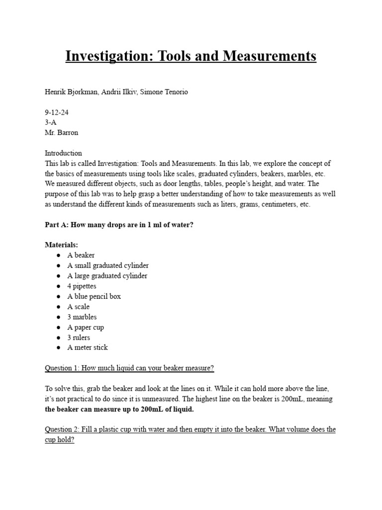Measurement Techniques in Science Lab | PDF | Volume | Litre