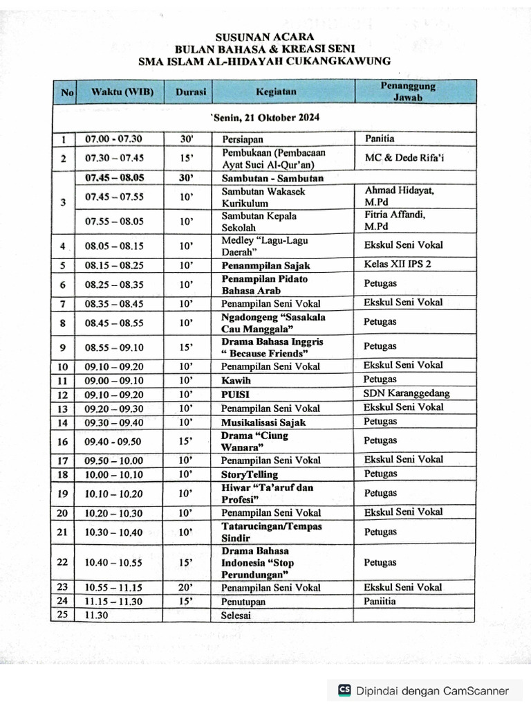 Susunan Acara Bulan Bahasa | PDF