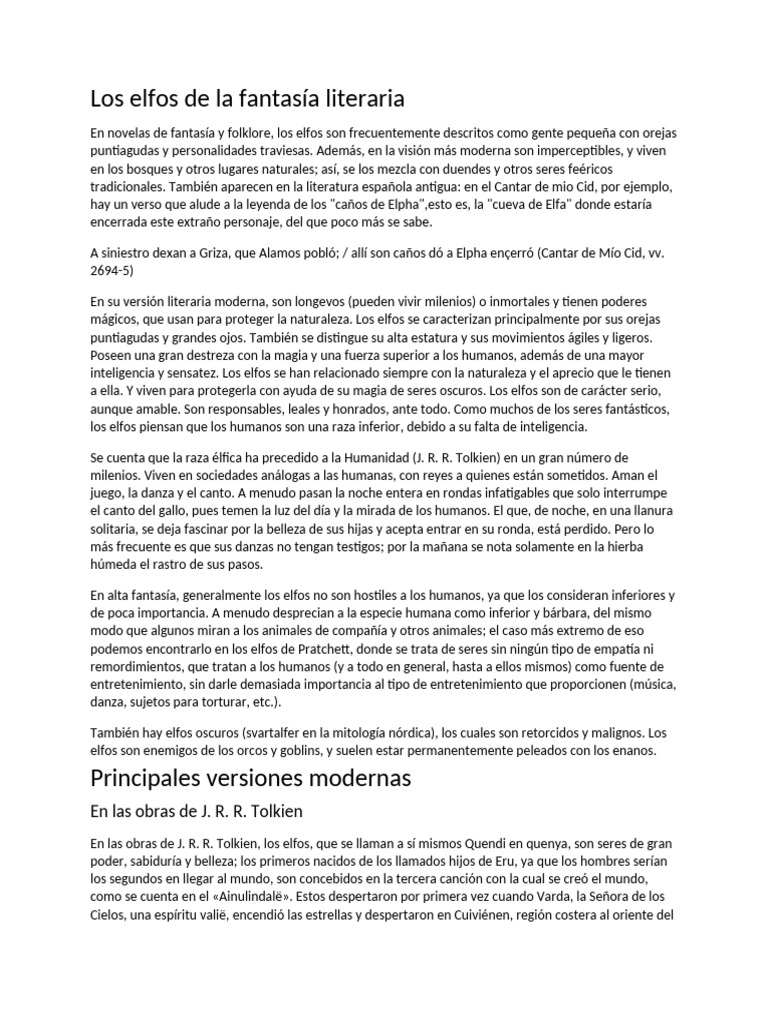 Elfos | PDF | Duendes | Tierra Media