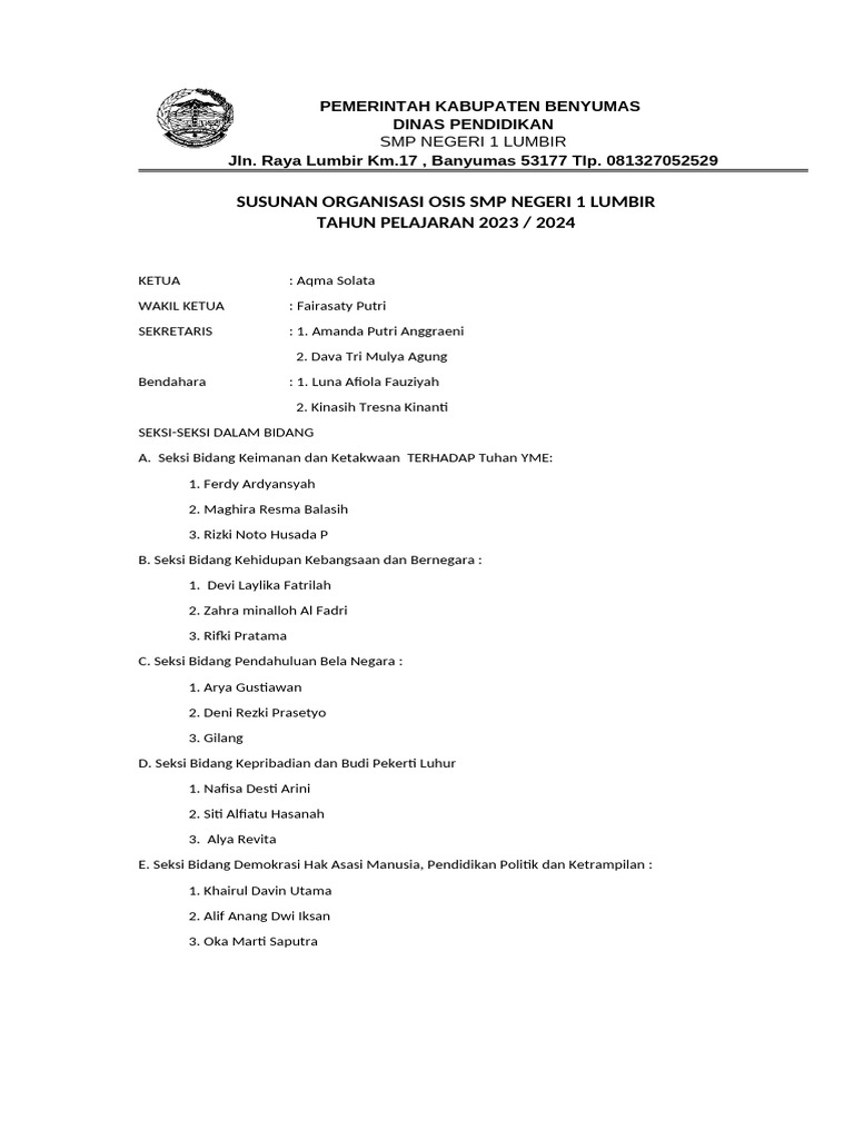 Susuna Osis 2023 2024 | PDF