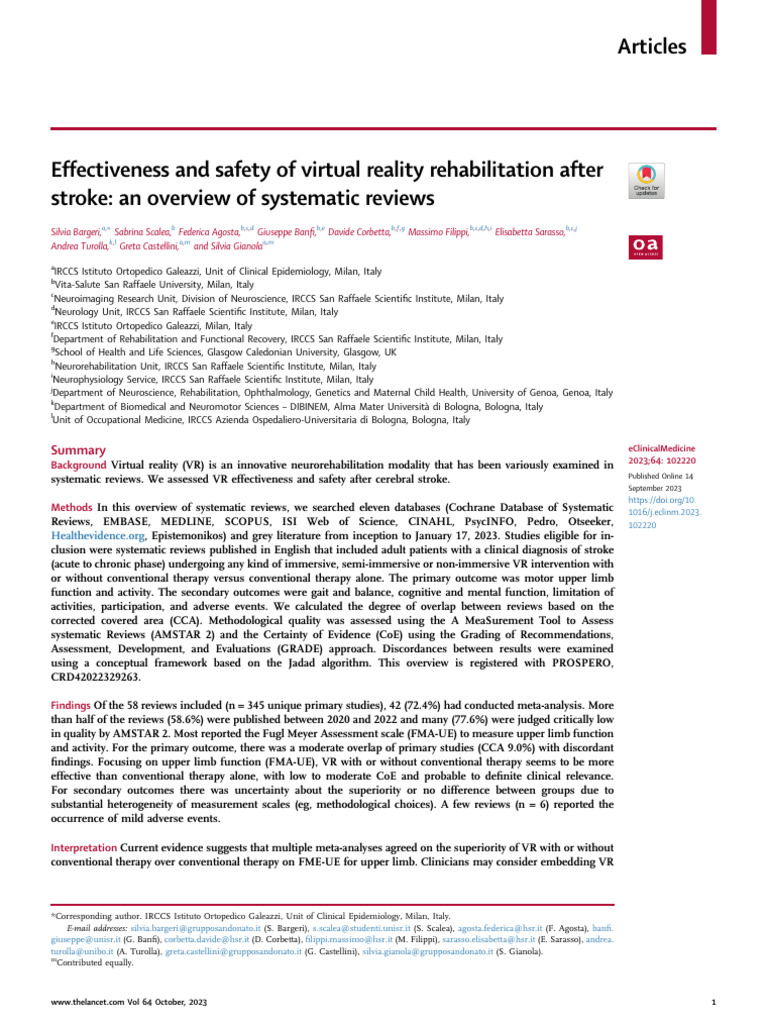 Effectiveness and safety of virtual reality rehabilitation after | PDF ... Effectiveness and safety of virtual reality rehabilitation after | PDF ...