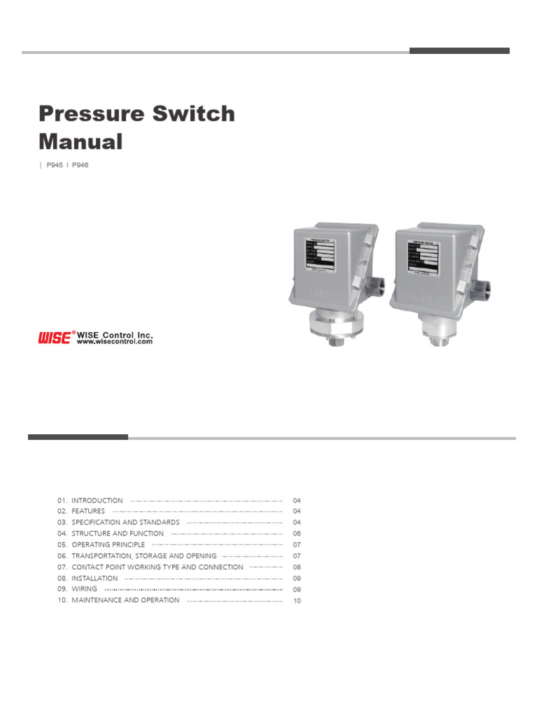 Pressure Switch: Manual | PDF | Electrical Wiring | Switch