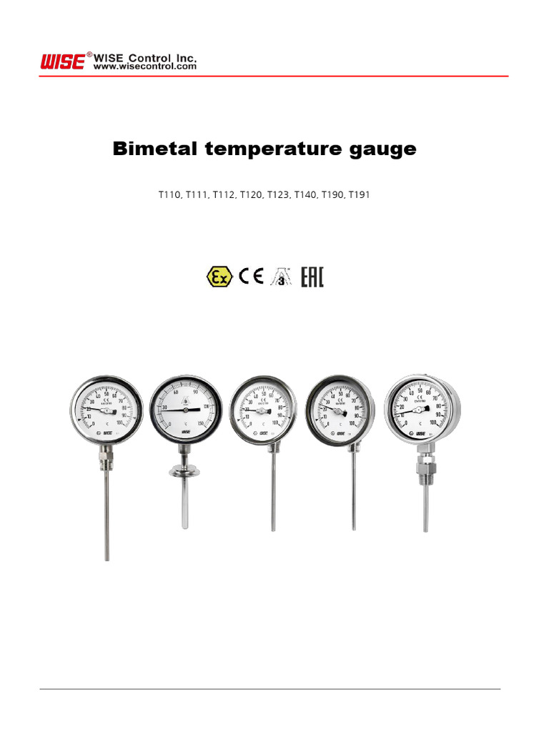 Bimetal Temperature Gauge Overview | PDF | Thermometer | Temperature