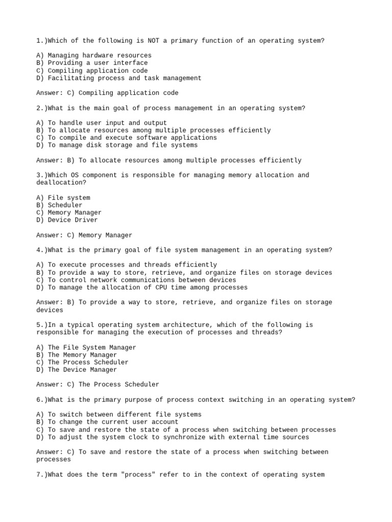 mcqs unit1-1 | PDF | Process (Computing) | Operating System