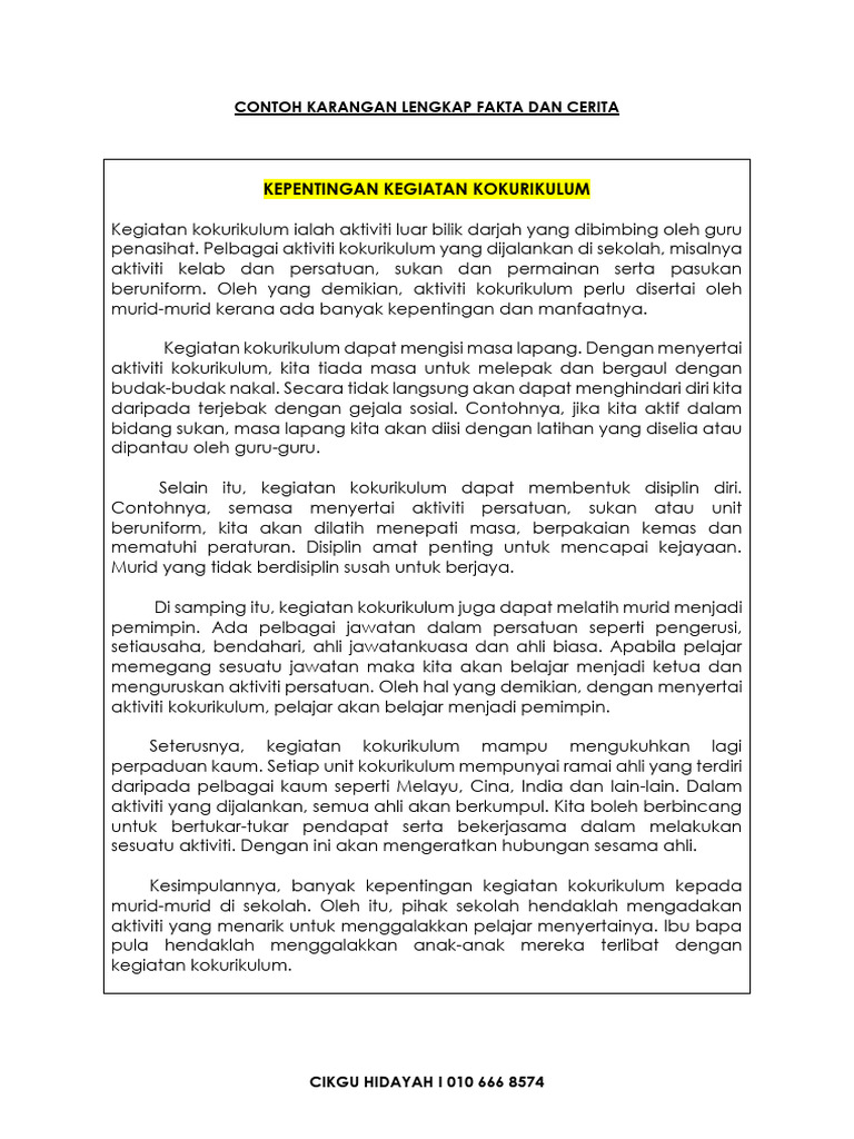Contoh Karangan Lengkap Fakta&cerita | PDF