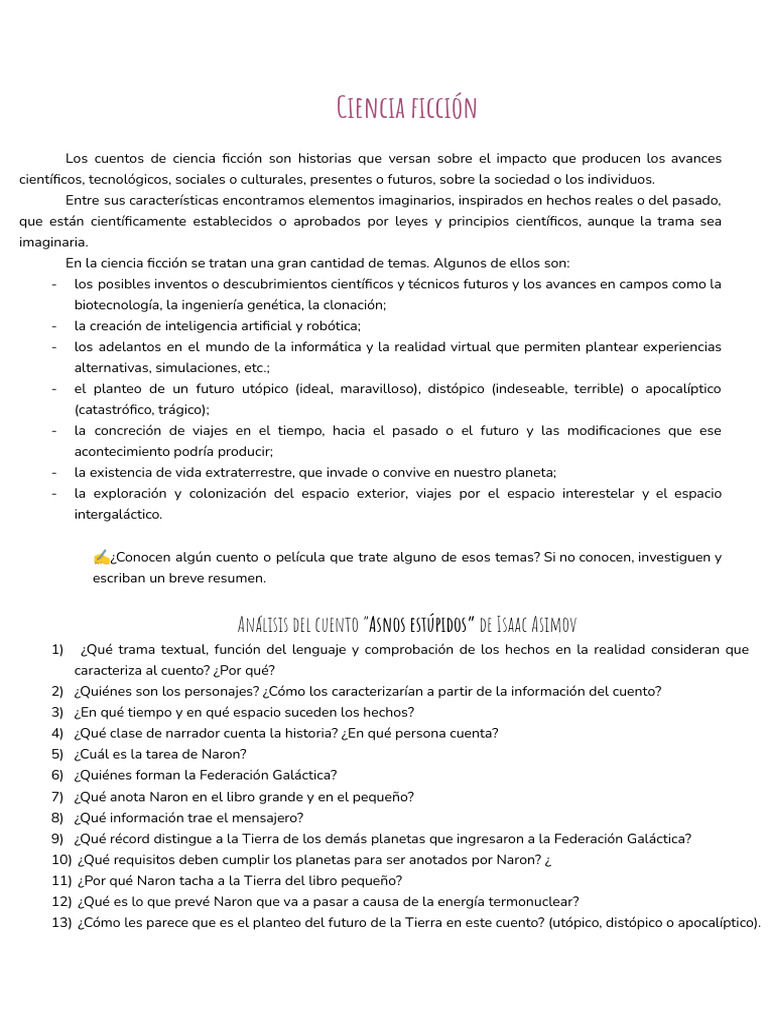 Temas y análisis de ciencia ficción | PDF | Ciencia ficción | Cuentos