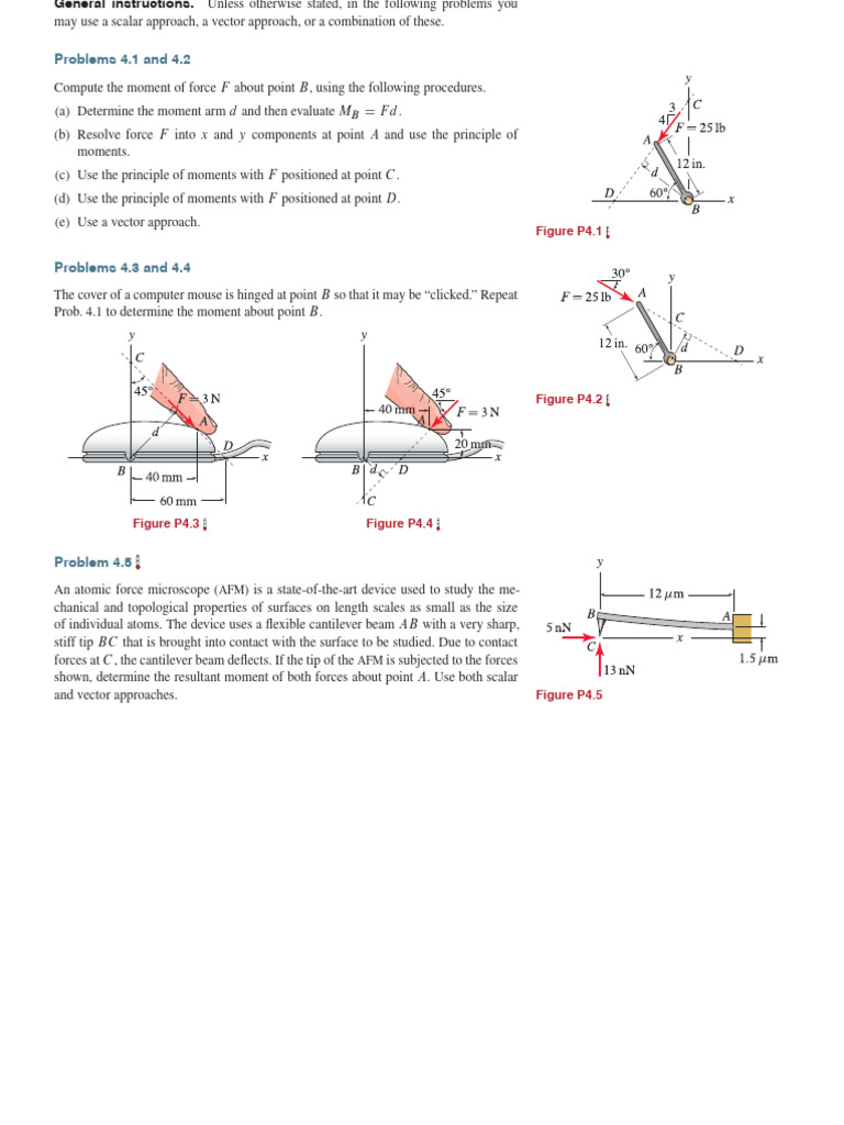 Moment Calculations for Various Forces | PDF | Force | Torque