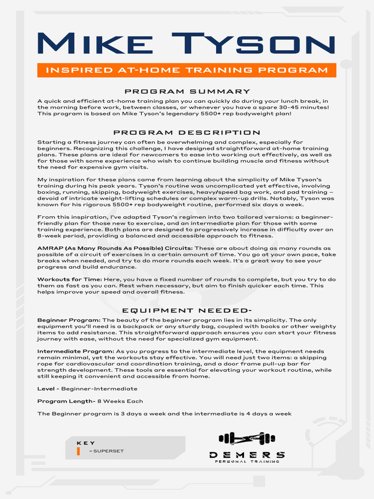 Mike Tyson Training Program | PDF | Physical Fitness | Strength Training