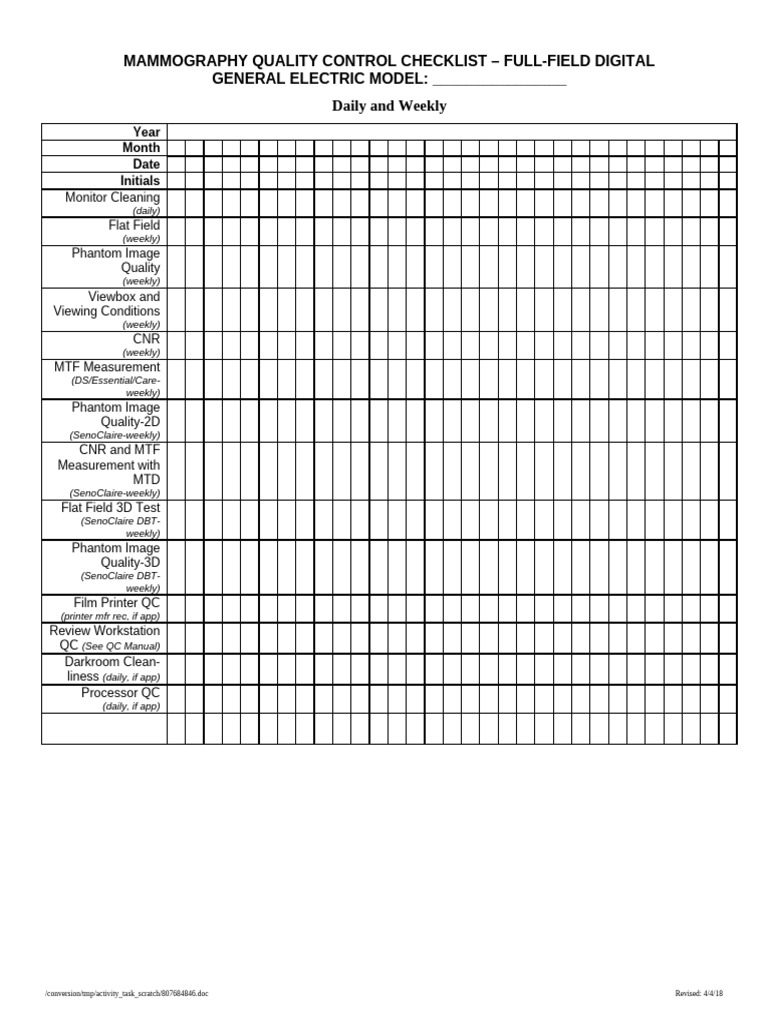 DailyWeeklyChecklistGE (1) | PDF