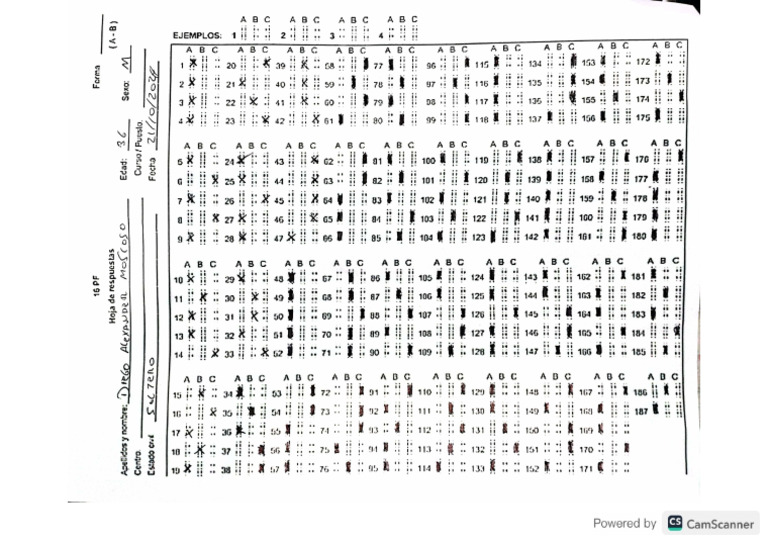 Hoja de Respuesta PF16 | PDF