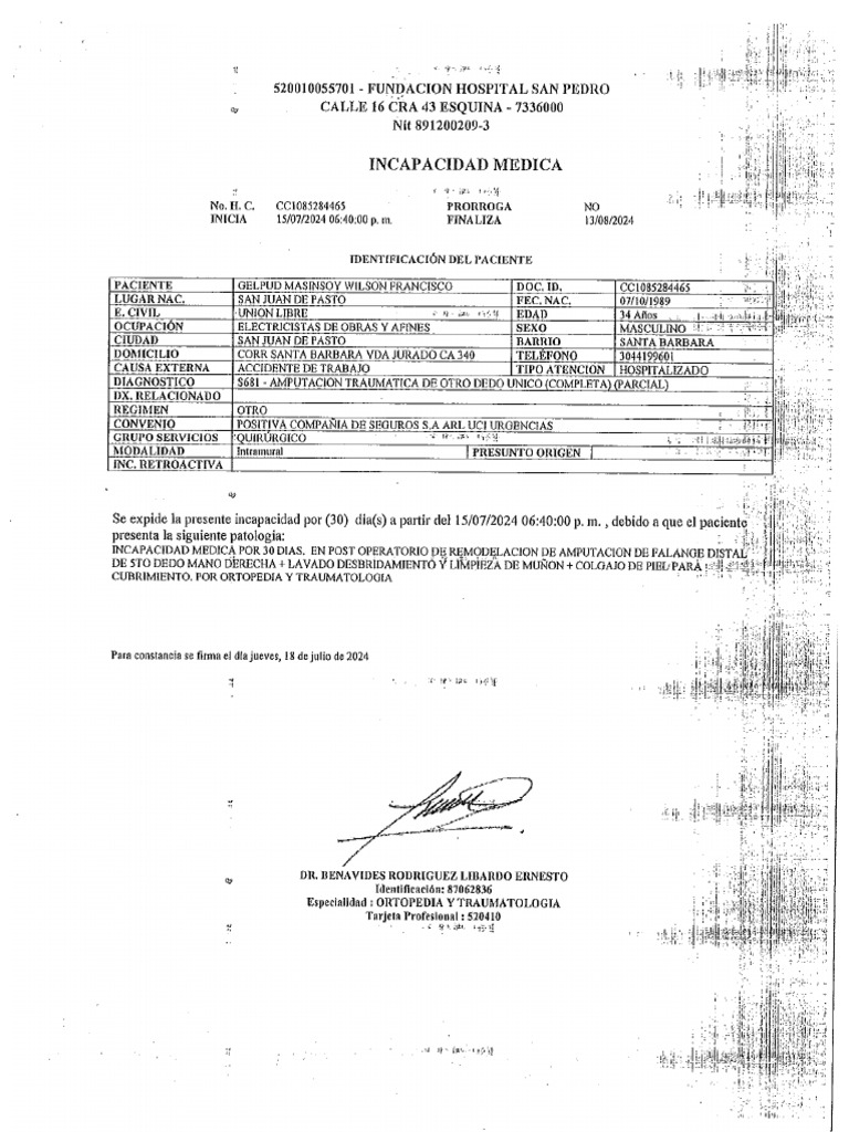 Documentos Medicos Wilson Gelpud | PDF