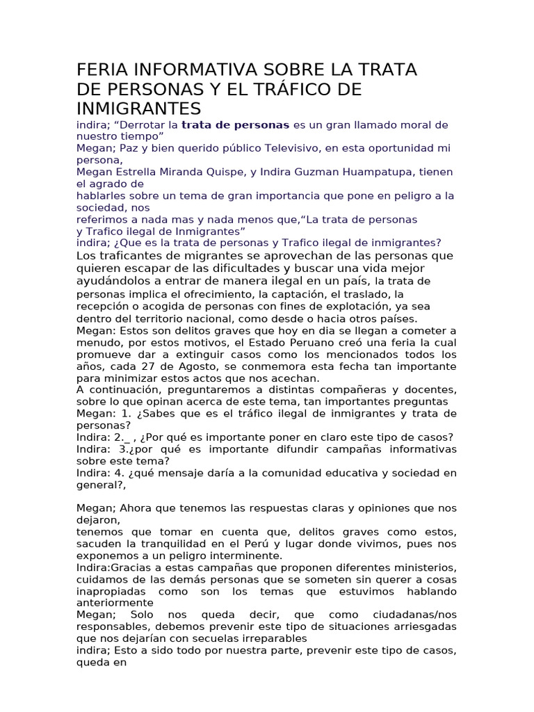 Feria Informativa: Trata de Personas y Tráfico | PDF