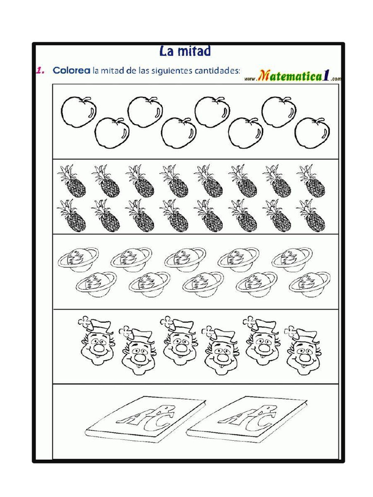 FICHAS MITAD DE UN NUMERO | PDF