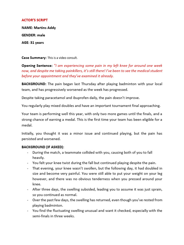 ACTOR - Meniscal Tear - Martins Addy - 100849 | PDF | Knee | Diseases ...