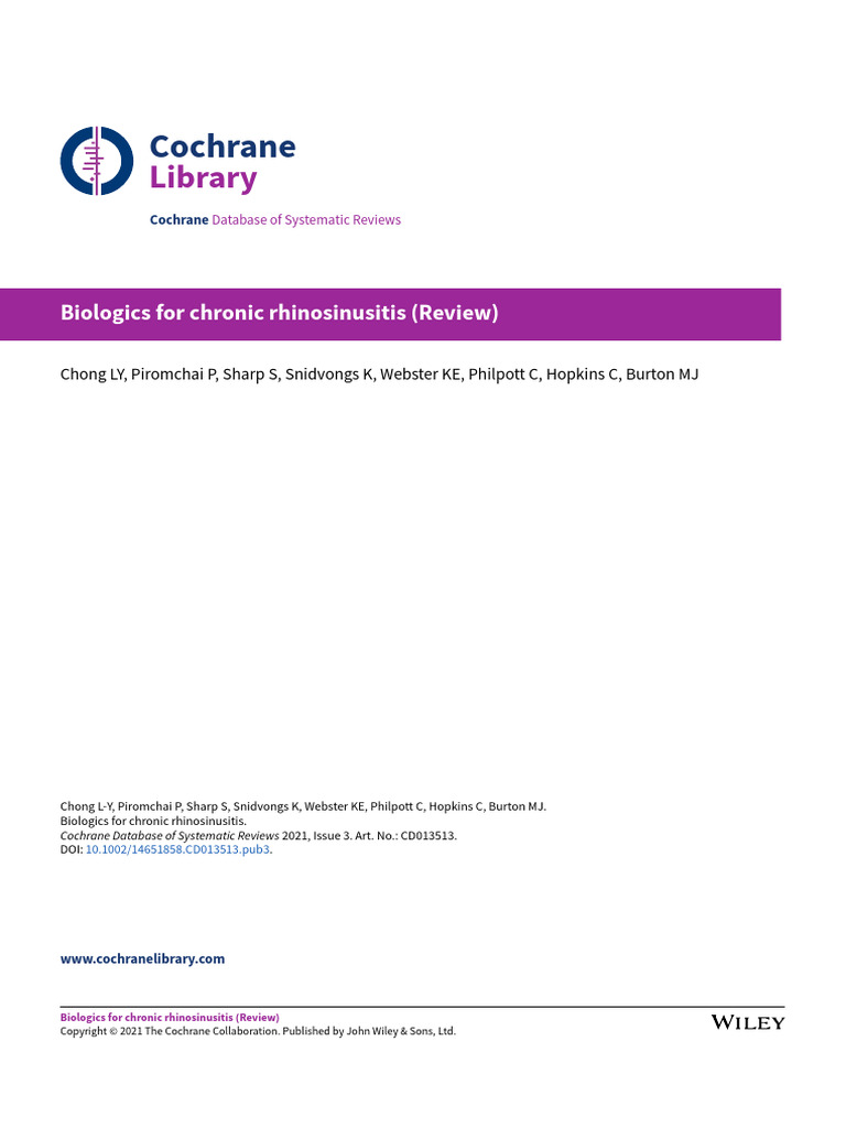 Cochrane: Library | PDF | Systematic Review | Placebo