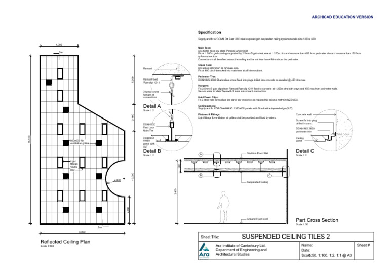 Grid suspended clg example drg | PDF | Architectural Elements | Building Engineering