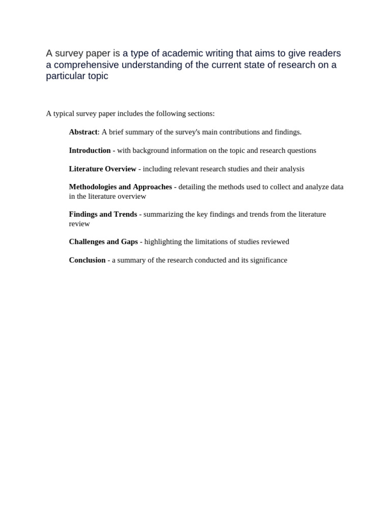 Survey Paper Includes The Following Sections | PDF