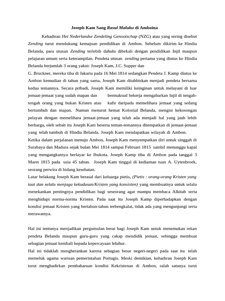 Joseph Kam: Rasul Maluku di Ambon | PDF | Sejarah | Agama & Spiritualitas