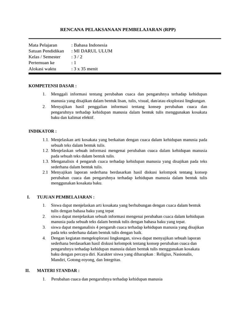 RPP Kelas 3 Dan 5 Dan Format Observasi Refleksi - 034308 | PDF | Sains ...