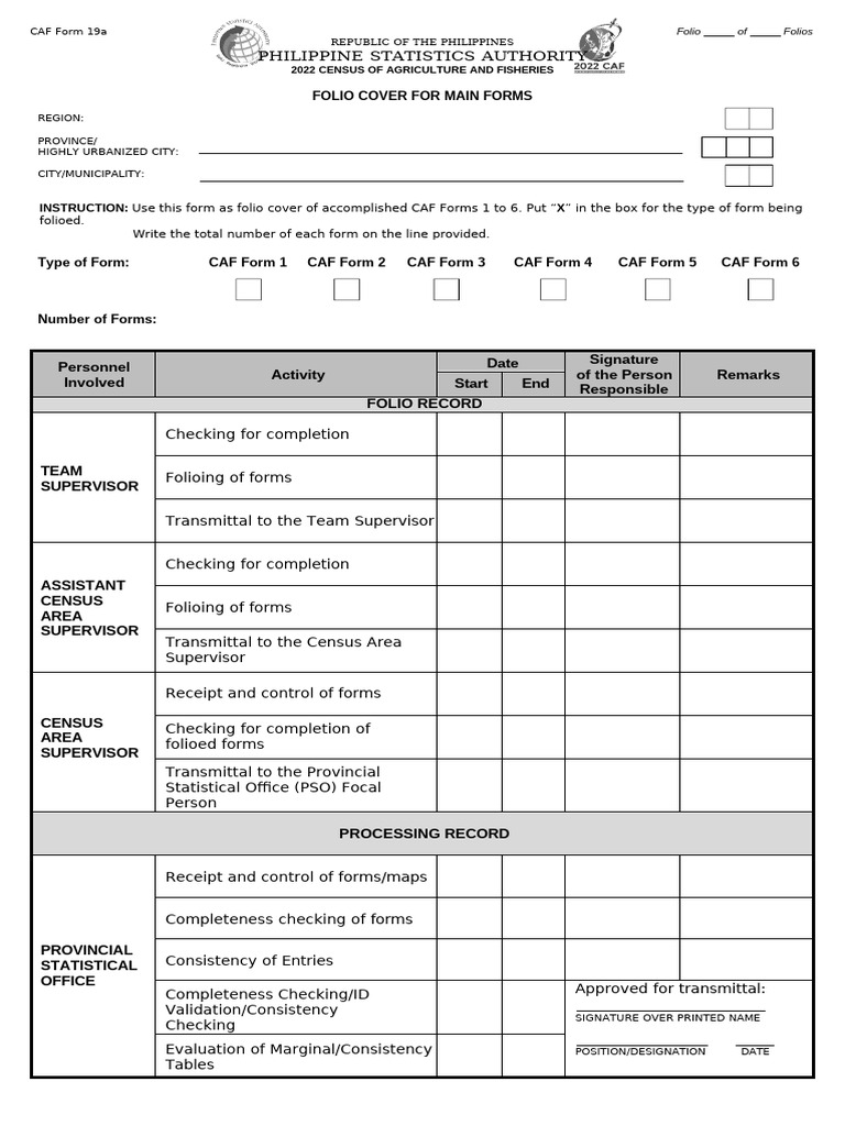 CAF Form 19a_Folio Cover for Main Forms HH | PDF | Statistical Data Sets