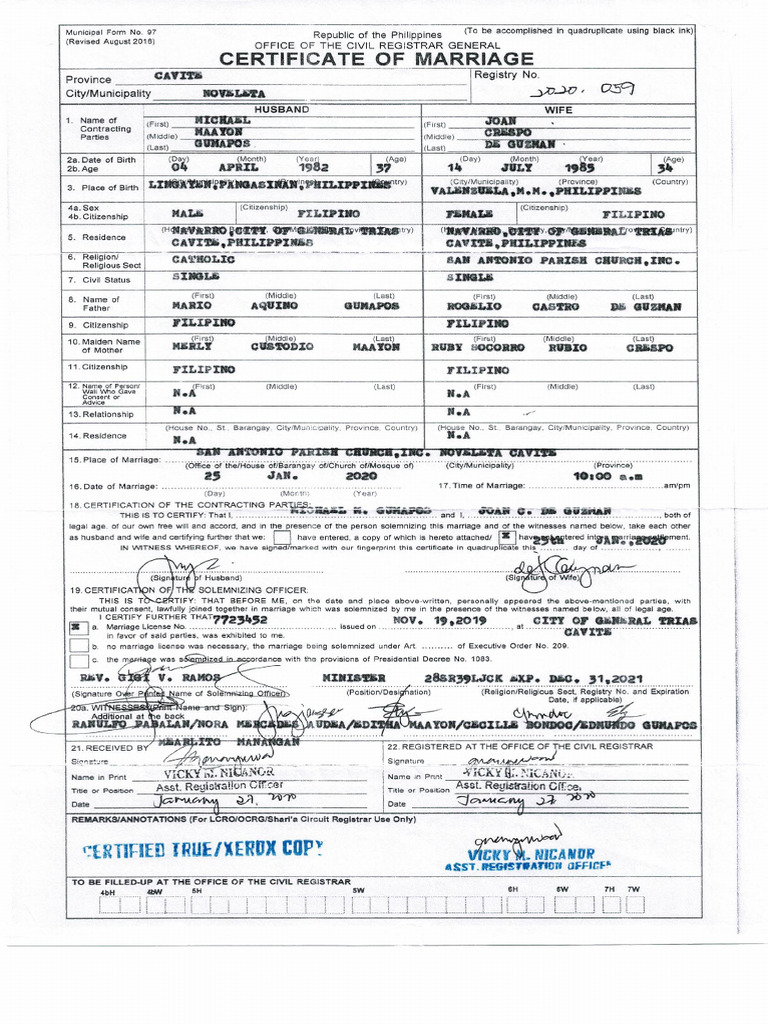 Certificate of Marriage | PDF