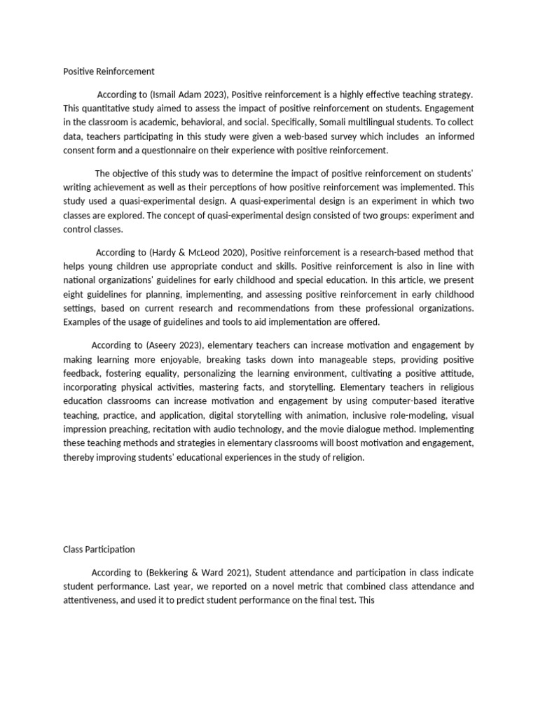 Positive Reinforcement | PDF | Reinforcement | Motivation