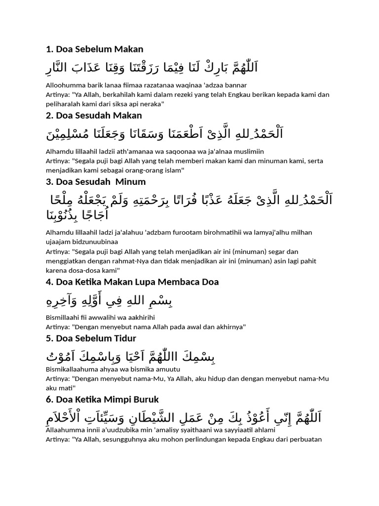 Doa Harian dalam Islam Lengkap | PDF
