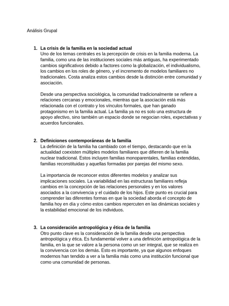 Análisis Grupal | PDF | Familia | Sociología