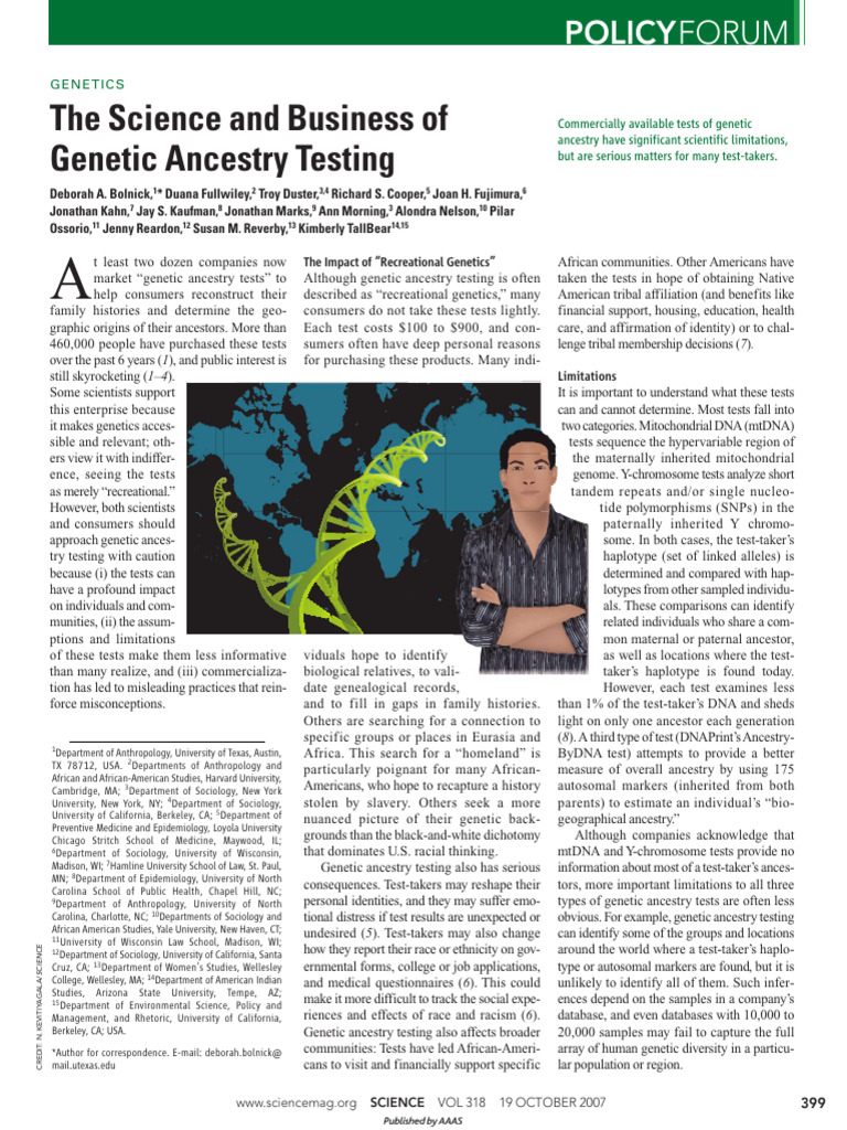 Bolnick Et Al - 2007 - The Science and Business of Genetic Ancestry ...