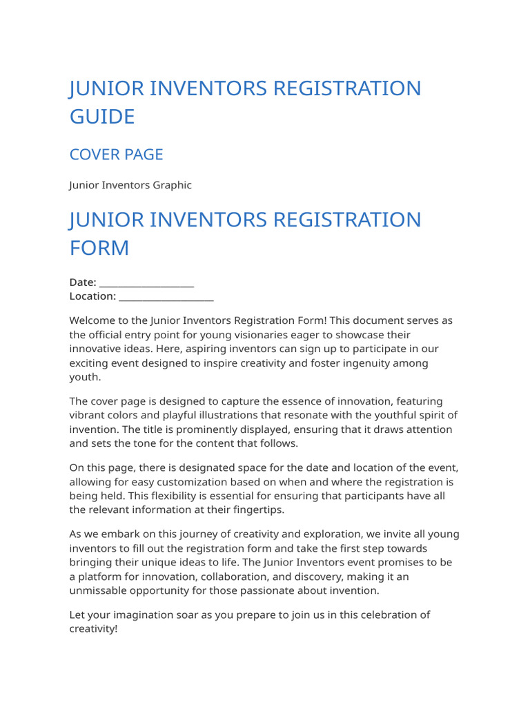 Junior Inventors Registration Guide | PDF | Invention | Creativity