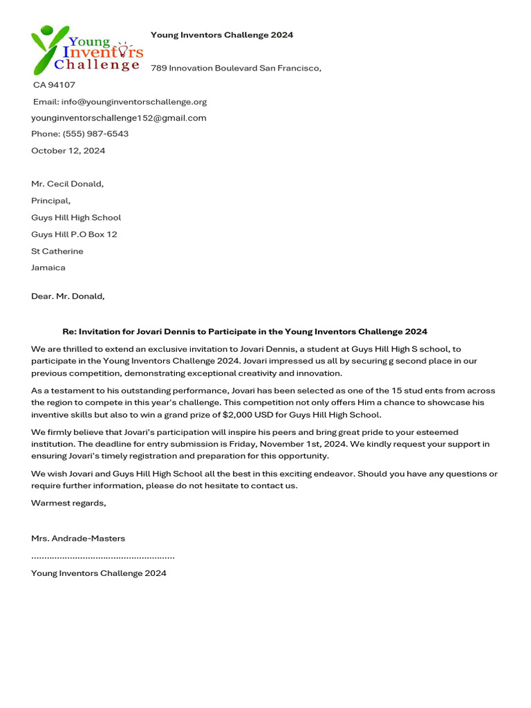 Young Inventors Challenge 2024 | PDF