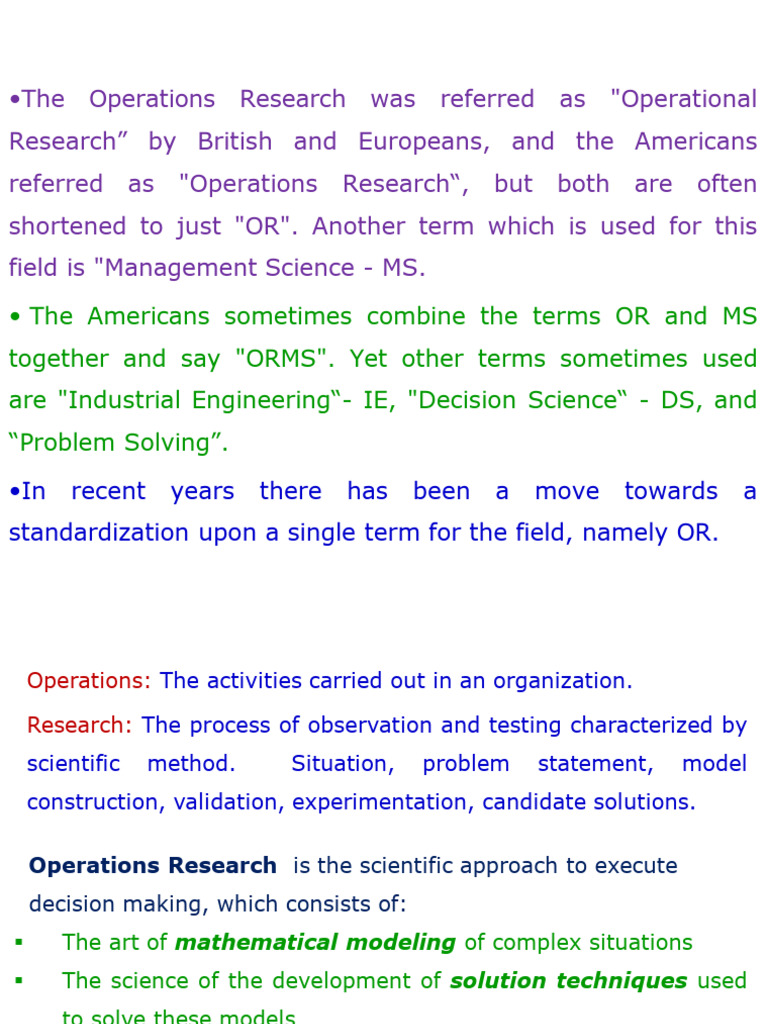 M1 - Introduction To or and Graphical Soln. To LPP | PDF | Mathematical Optimization | Linear ...