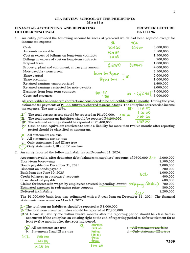 7369 FAR Preweek Problem 1 | PDF | Fair Value | Investing