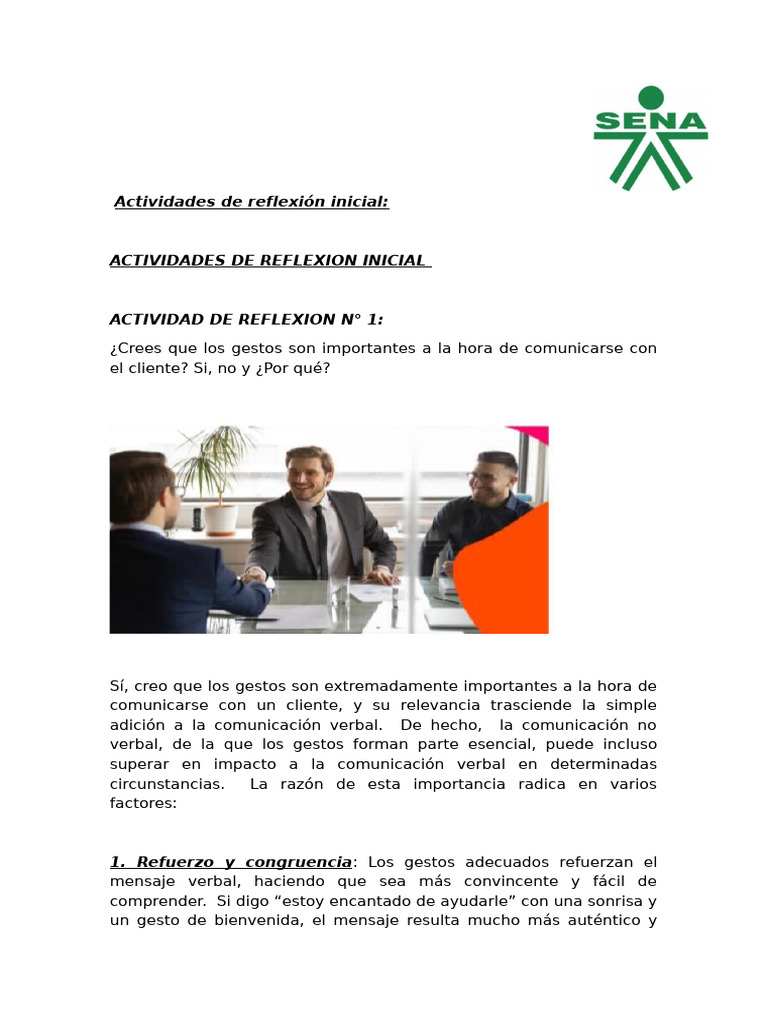 Actividad de Reflexión N°1 (Reflexión Inicial) | PDF | Comunicación ...