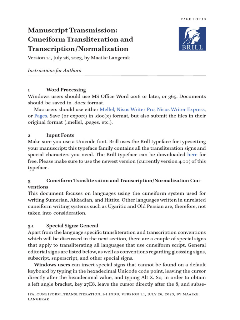 Cuneiform Manuscript Guidelines | PDF | Cuneiform | Graphemes