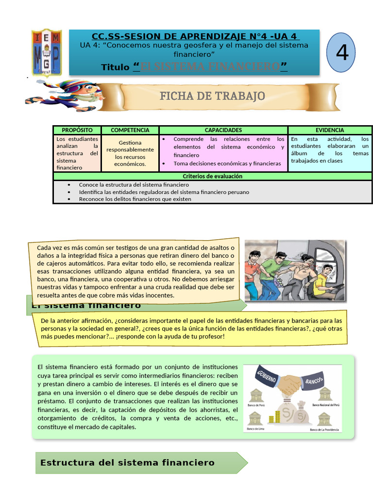 Ficha de Trbajo 4 Sa4 Ua 4 Repro | PDF | Bancos | Sistema financiero