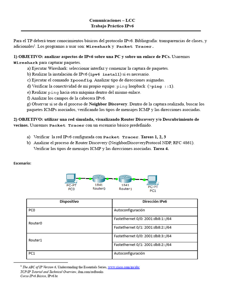 Trabajo Práctico IPv6 - Alumnos2024-1 | PDF | Yo Pv6 | Ciencias de la Computación
