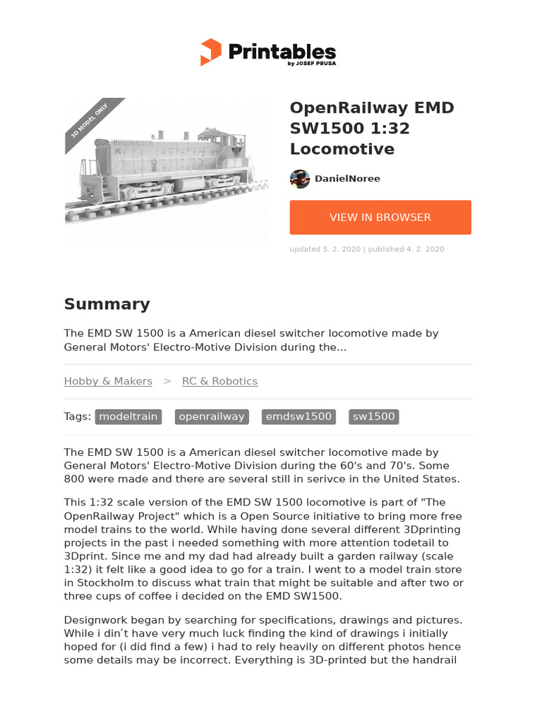 Openrailway Emd sw1500 132 Locomotive | PDF | Diesel Fuel | Locomotives