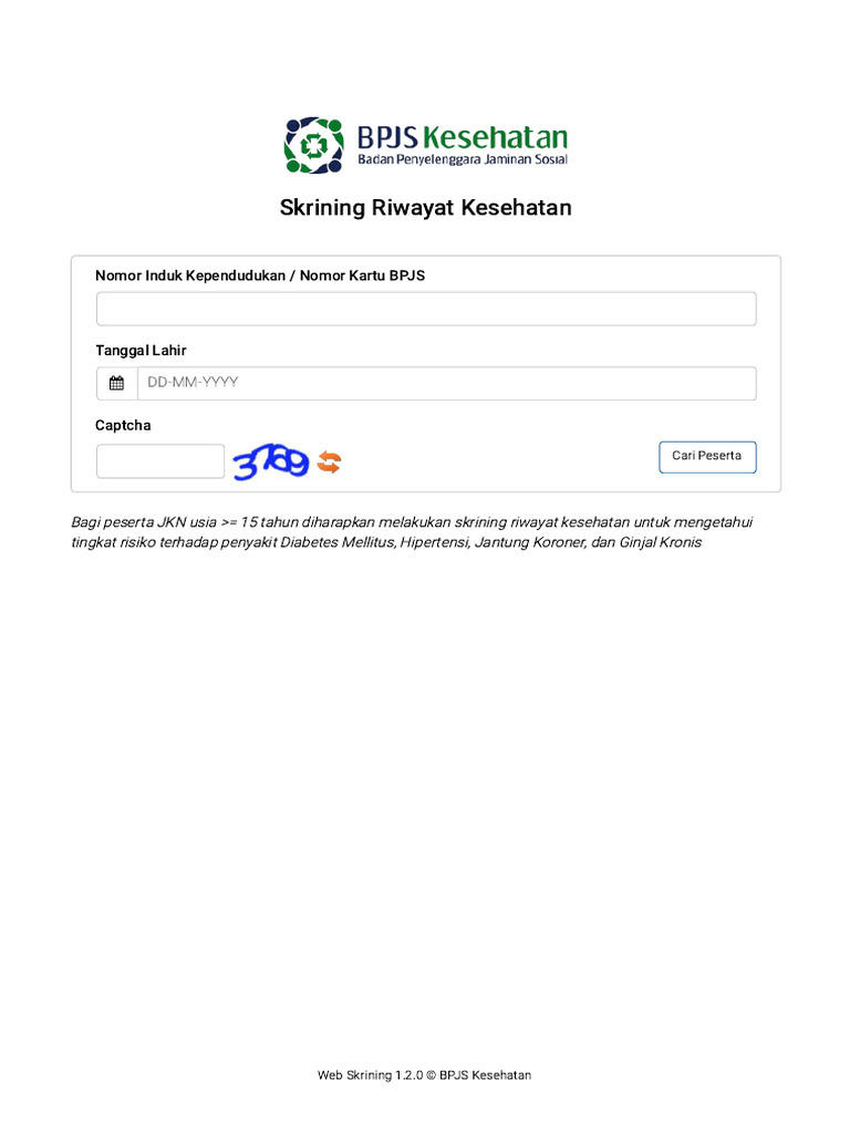 Web Skrining BPJS Kesehatan | PDF | Pengelolaan Keuangan & Uang