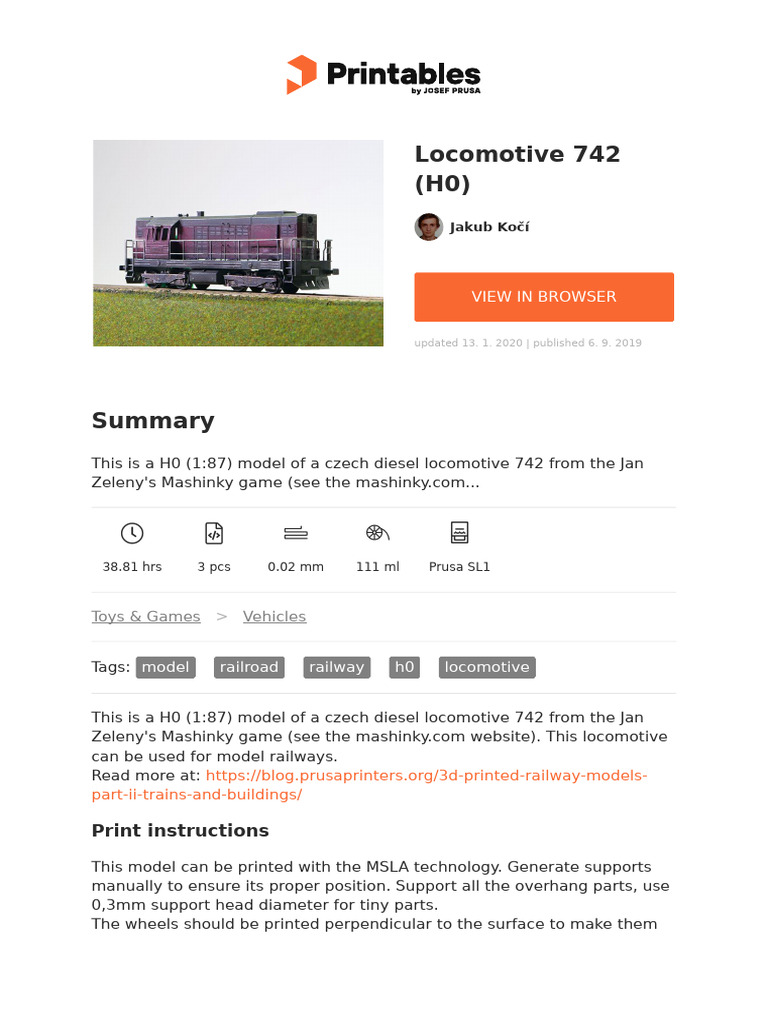 H0 Model Czech Diesel Locomotive 742 | PDF | Computers