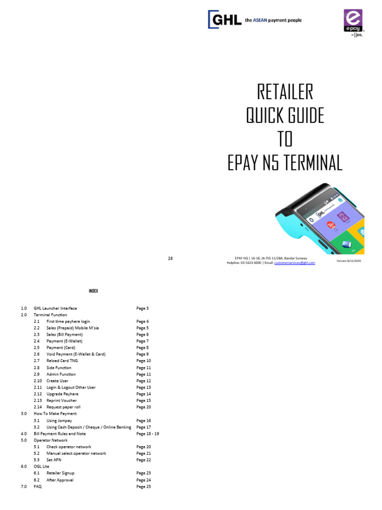Retailer Quick Guide TO Epay N5 Terminal: EPAY HQ - 16-18, JLN PJS 11 ...